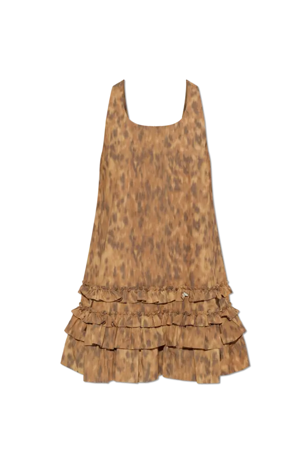 GANNI Dress With Ruffles - Brown