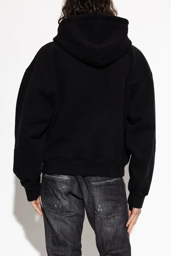 Dsquared2 Hooded Zip-up Sweatshirt With Leather-effect Lettering