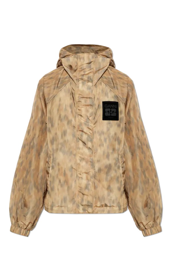 GANNI Lightweight Hooded Jacket - Brown