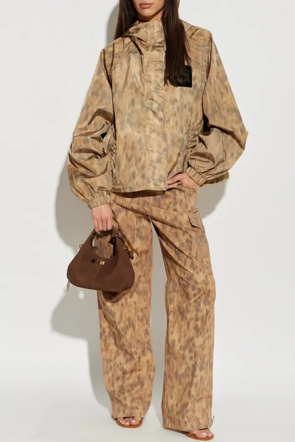 GANNI Lightweight Hooded Jacket - Brown