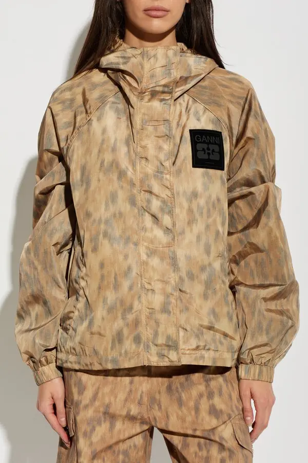 GANNI Lightweight Hooded Jacket - Brown