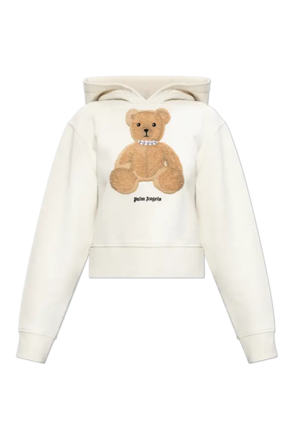 Palm Angels Hoodie With Teddy Bear Appliqu - Cream
