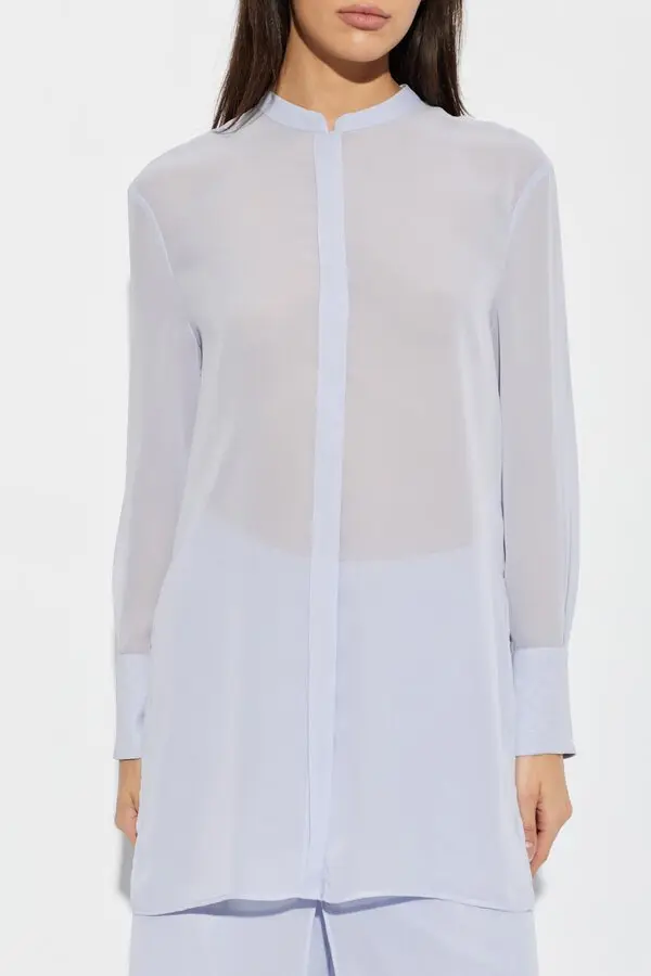 Emporio Armani Mandarin Collar Shirt - Blue