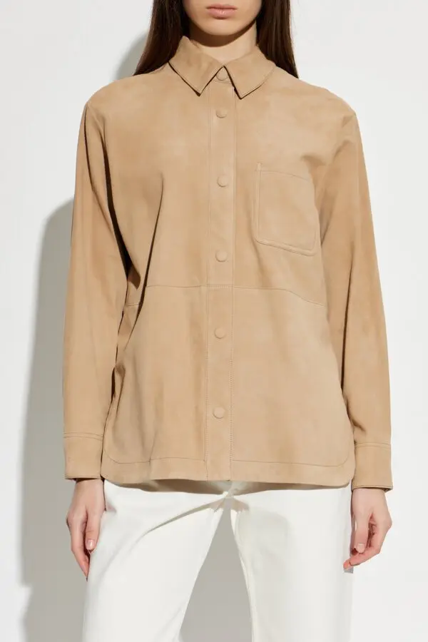 Paul Smith Suede Button-up Shirt With Pocket - Beige