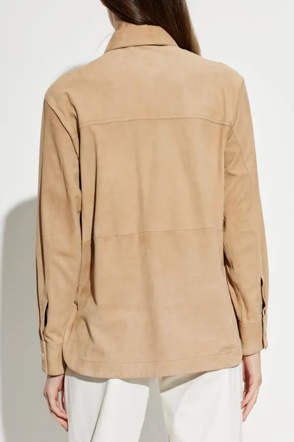 Paul Smith Suede Button-up Shirt With Pocket - Beige