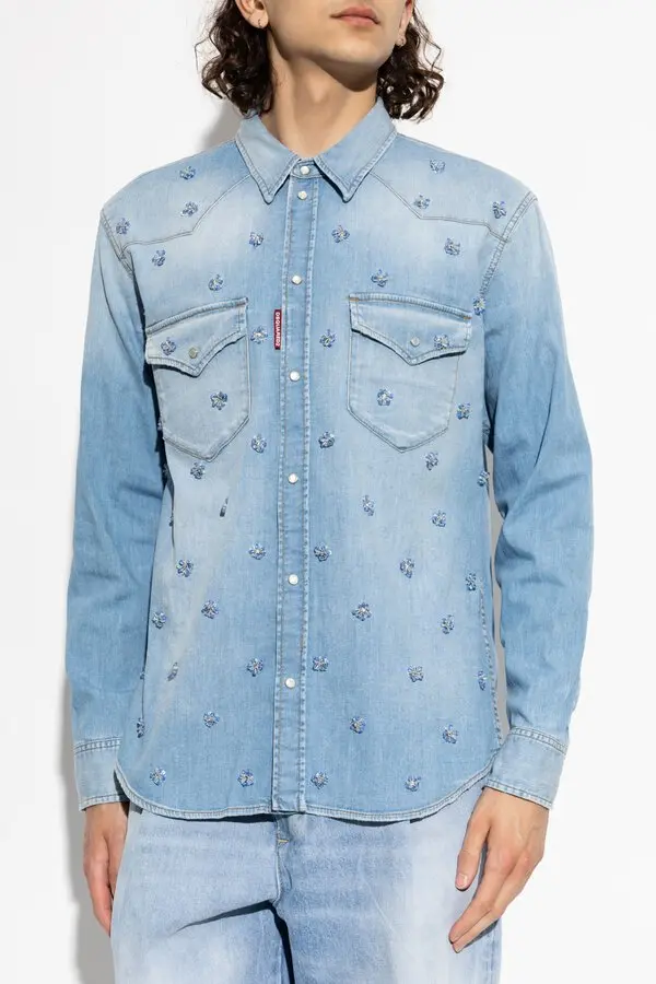Dsquared2 Denim Shirt With Appliqués