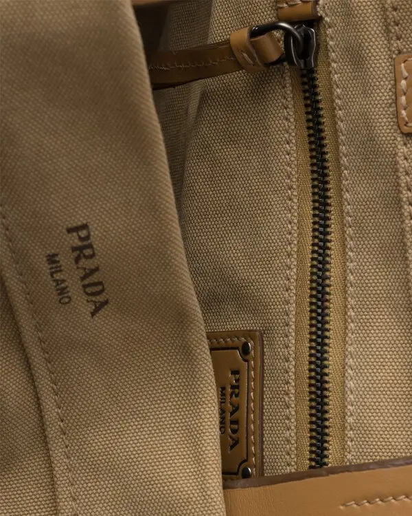 Prada Route Canvas And Leather Tote Bag