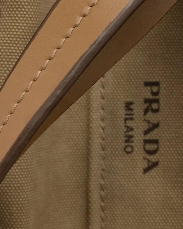 Prada Route Canvas And Leather Tote Bag