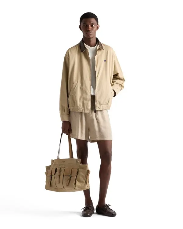 Prada Route Canvas And Leather Tote Bag