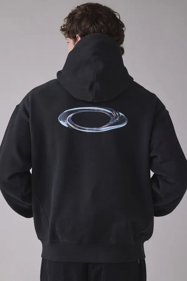 Oakley Liquid Metal Ellipse Logo Graphic Zip-up Hoodie Sweatshirt - Black