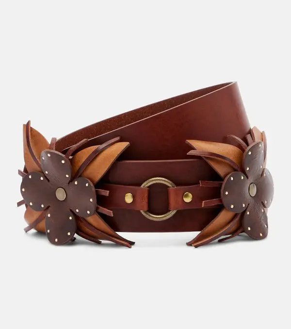 Isabel Marant Aska Floral-appliqué Leather Belt - Brown