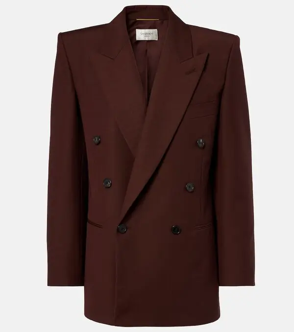 Saint Laurent Double-breasted Wool And Mohair Blazer - Brown