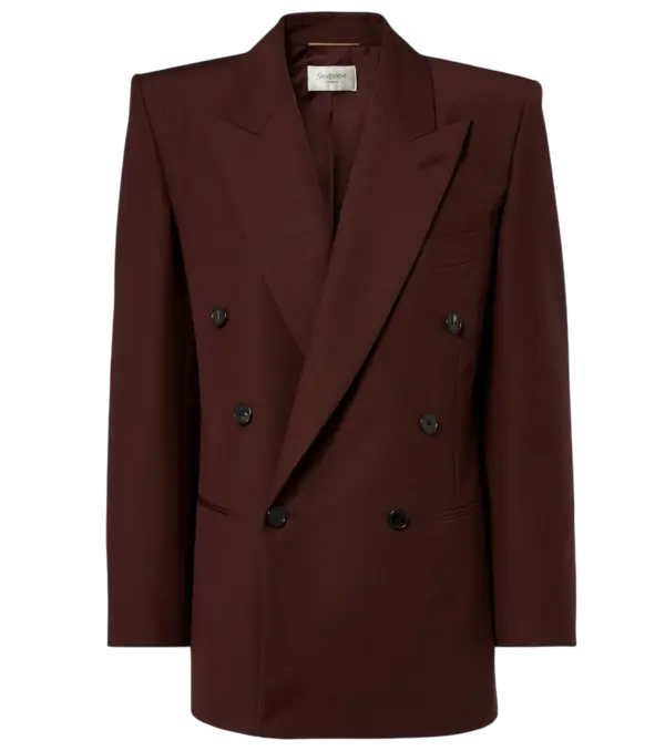 Saint Laurent Double-breasted Wool And Mohair Blazer - Brown