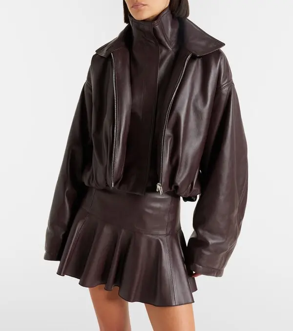 Alaïa Layered Leather Bomber Jacket
