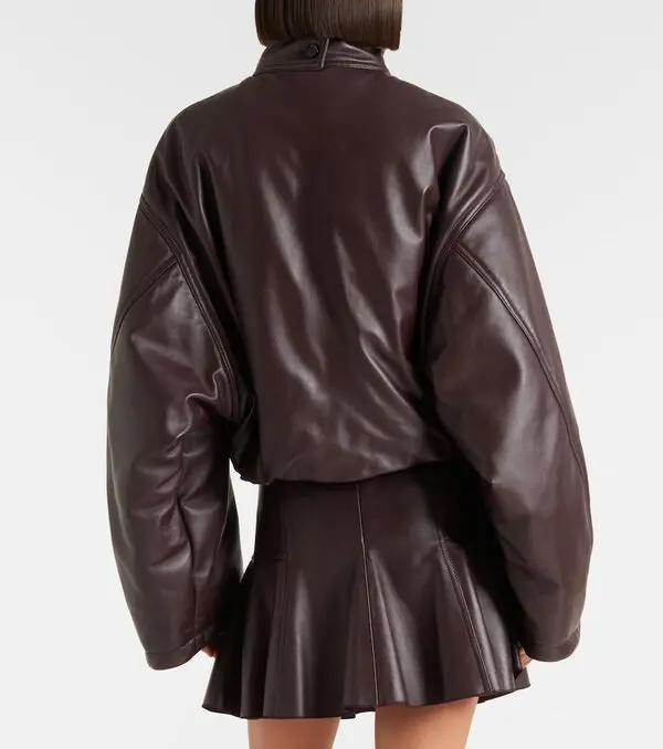 Alaïa Layered Leather Bomber Jacket