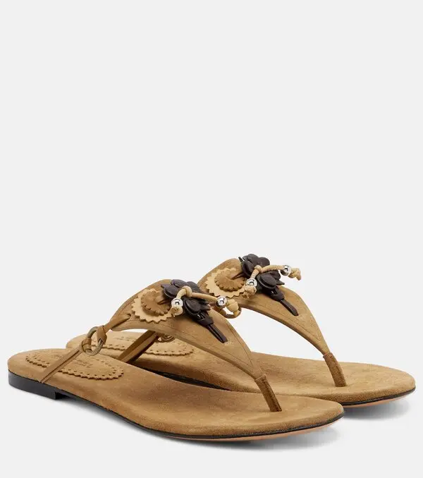 Isabel Marant Étoile Elato Suede Thong Sandals - Beige