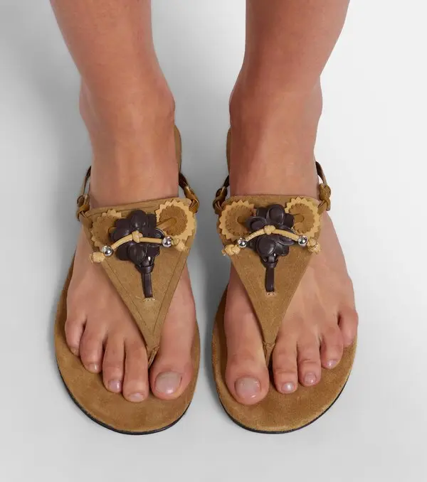 Isabel Marant Étoile Elato Suede Thong Sandals - Beige