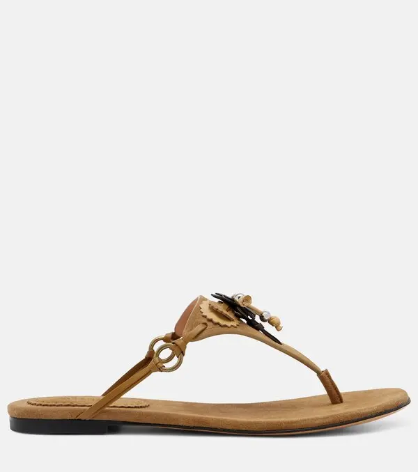 Isabel Marant Étoile Elato Suede Thong Sandals - Beige