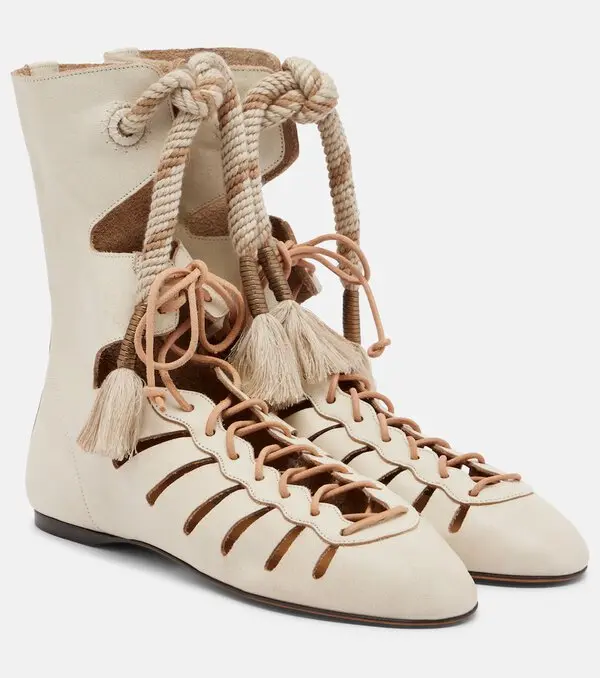 Isabel Marant Étoile Liade Leather Lace-up Ankle Boots - Beige