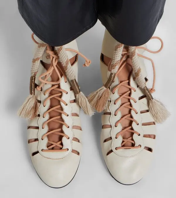 Isabel Marant Étoile Liade Leather Lace-up Ankle Boots - Beige