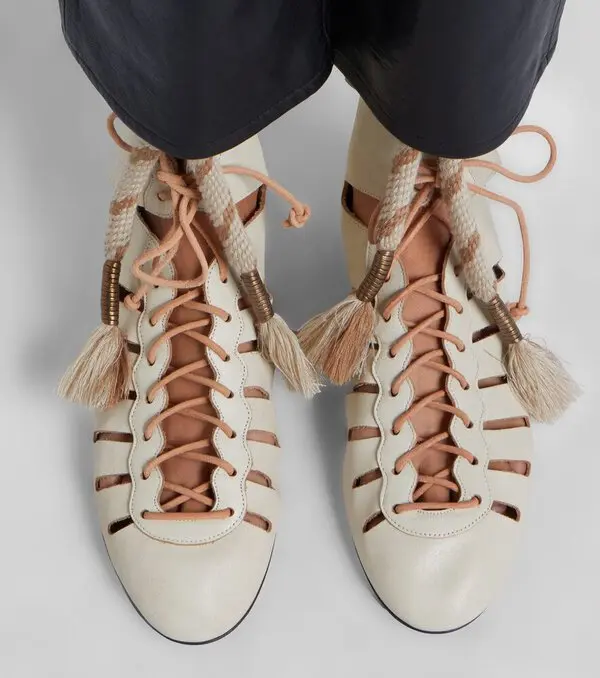 Isabel Marant Étoile Liade Leather Lace-up Ankle Boots - Beige