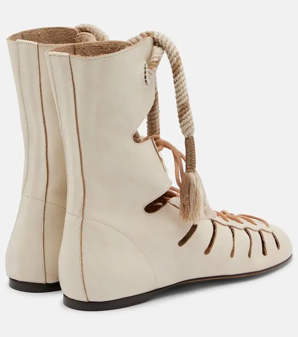 Isabel Marant Étoile Liade Leather Lace-up Ankle Boots - Beige