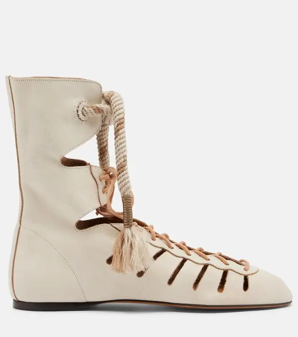 Isabel Marant Étoile Liade Leather Lace-up Ankle Boots - Beige
