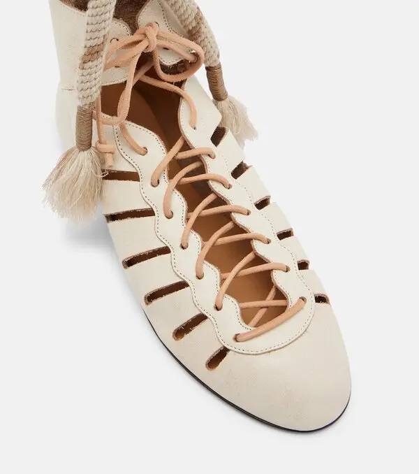 Isabel Marant Étoile Liade Leather Lace-up Ankle Boots - Beige
