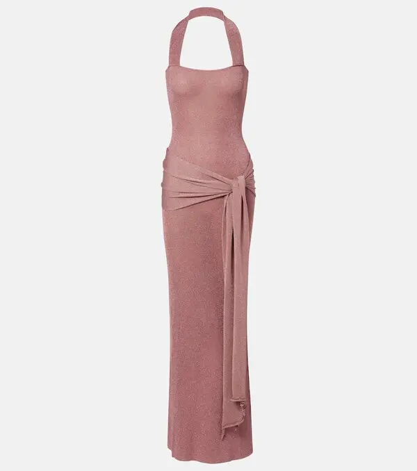AYA MUSE Knitted Lamé Maxi Dress - Pink