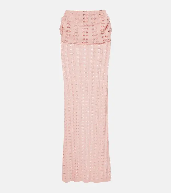AYA MUSE Draped Pointelle Maxi Skirt - Pink