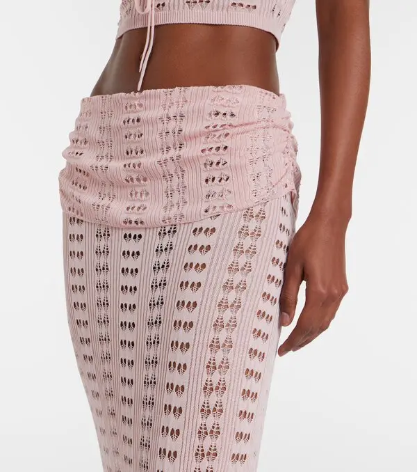 AYA MUSE Draped Pointelle Maxi Skirt