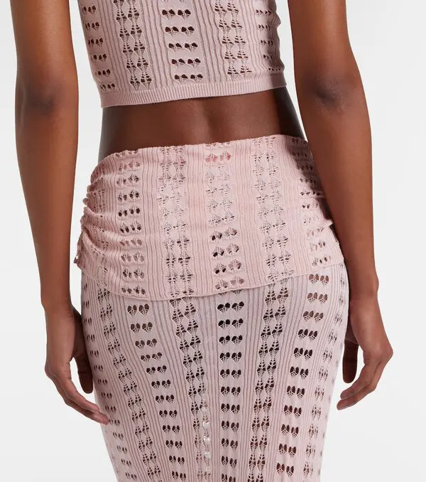 AYA MUSE Draped Pointelle Maxi Skirt