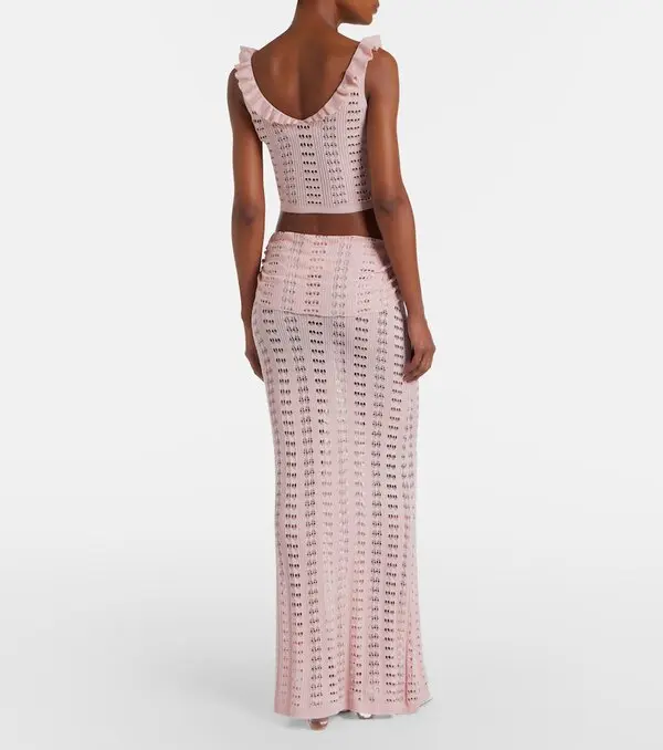 AYA MUSE Draped Pointelle Maxi Skirt