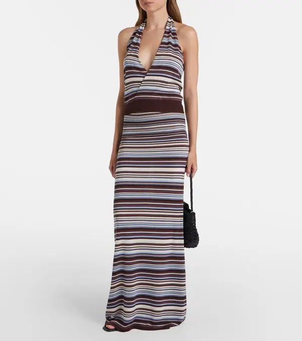 AYA MUSE Knitted Striped Halterneck Top