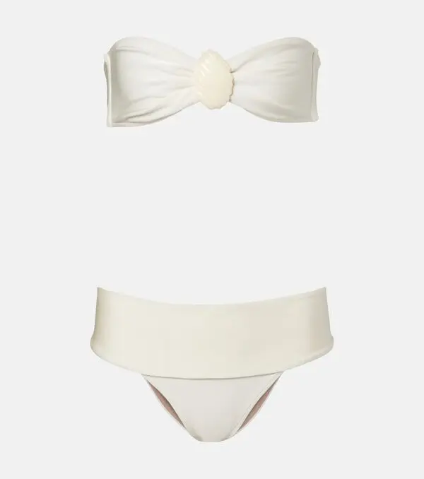 ADRIANA DEGREAS Embellished Bandeau Bikini - White