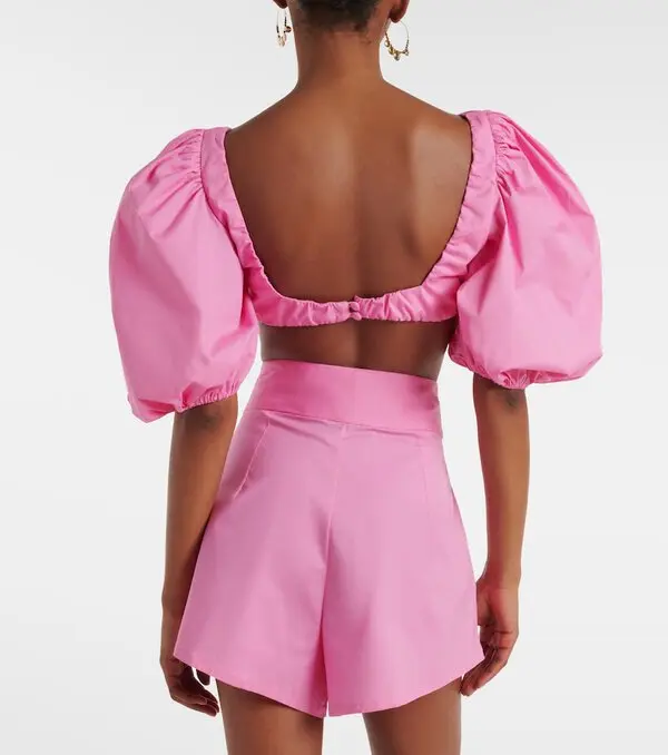 ADRIANA DEGREAS Floral-appliqué Crop Top