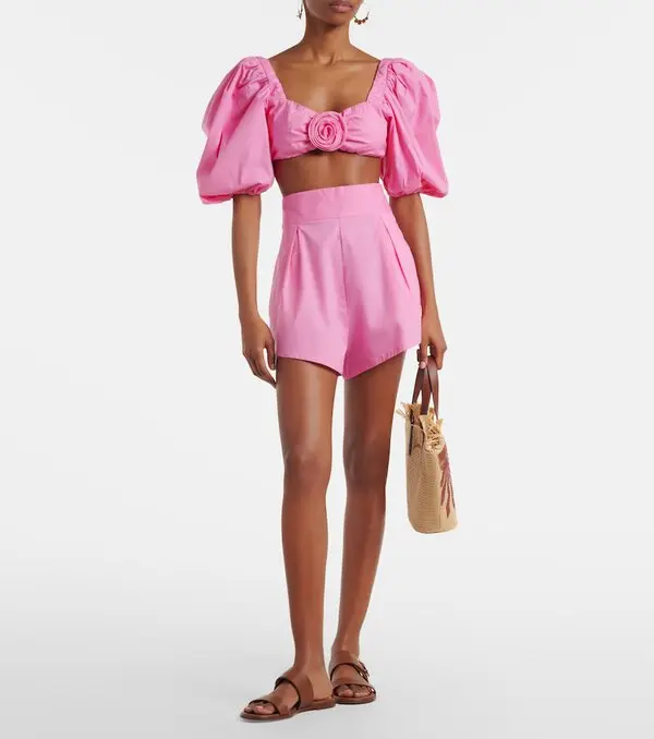 ADRIANA DEGREAS Floral-appliqué Crop Top