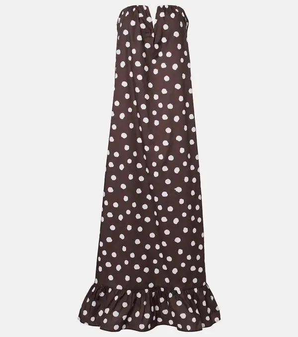 ADRIANA DEGREAS Polka-dot Cotton-blend Maxi Dress - Brown