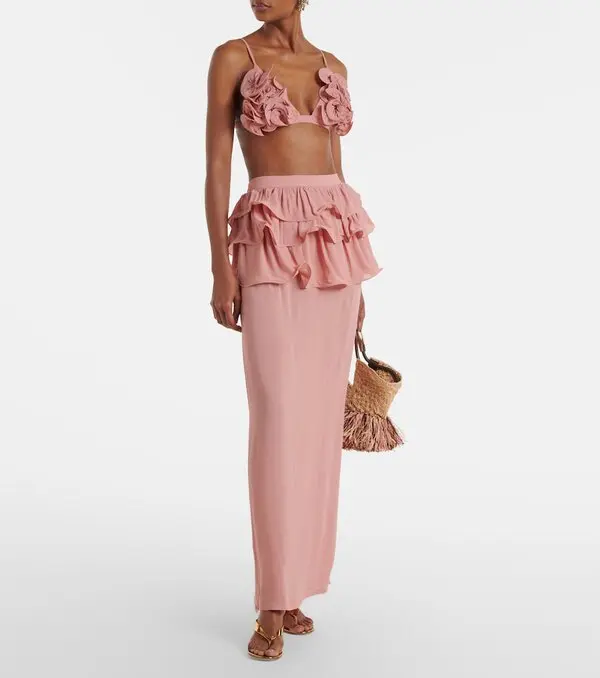 ADRIANA DEGREAS Ruffled Maxi Skirt