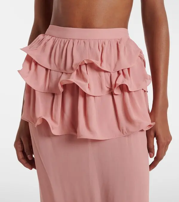 ADRIANA DEGREAS Ruffled Maxi Skirt