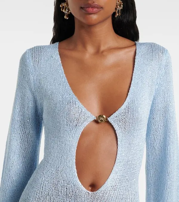BANANHOT Rey Sequined Knitted Minidress - Blue