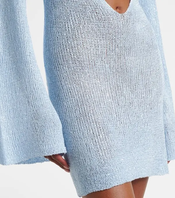 BANANHOT Rey Sequined Knitted Minidress - Blue
