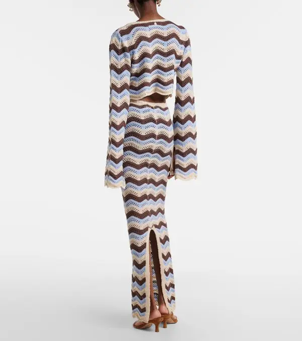 BANANHOT Helena Cotton-blend Maxi Skirt - Blue