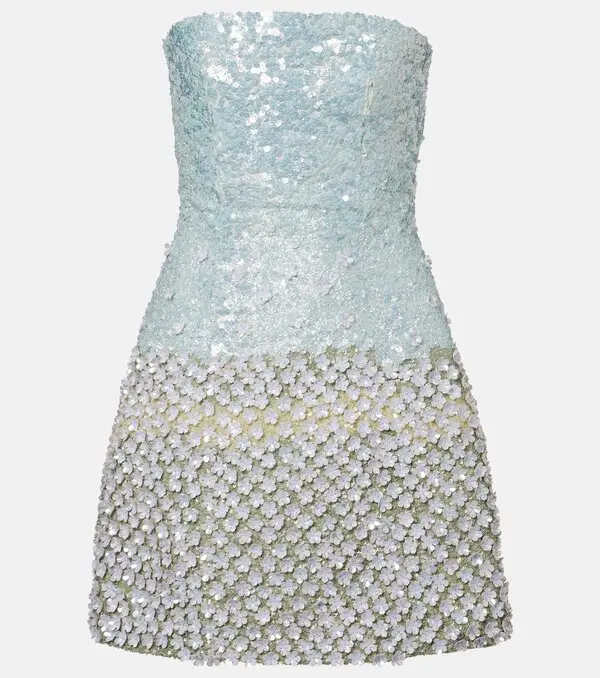 LA FUORI Là Fuori Floral Sequined Minidress - Blue
