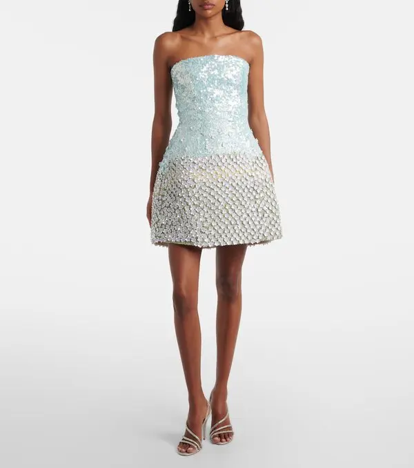 LA FUORI Là Fuori Floral Sequined Minidress
