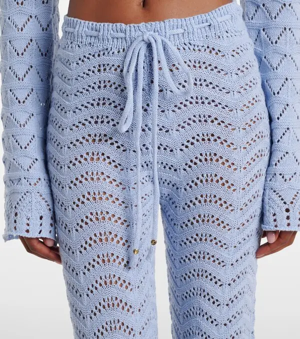BANANHOT Kim Cotton-blend Flared Pants - Blue
