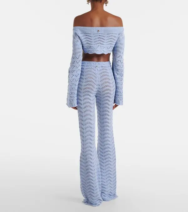 BANANHOT Kim Cotton-blend Flared Pants - Blue