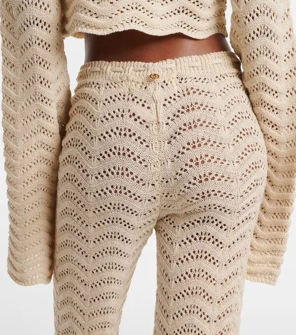 BANANHOT Kim Cotton-blend Flared Pants - Beige