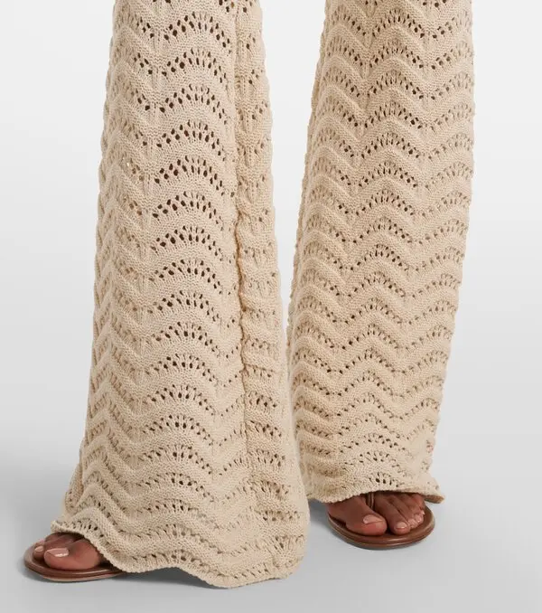 BANANHOT Kim Cotton-blend Flared Pants - Beige