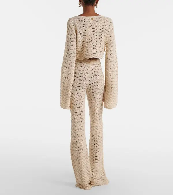 BANANHOT Kim Cotton-blend Flared Pants - Beige